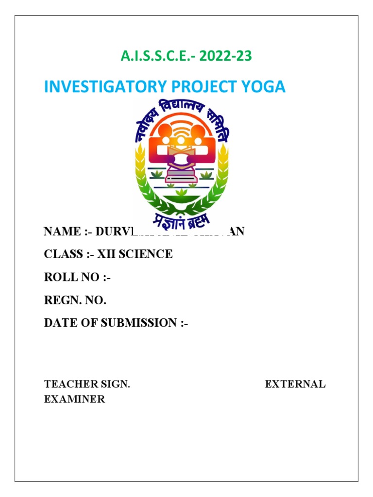 Durvesh Anil Chavan (12th Science 13) Yoga Project | PDF | Asana | Yoga