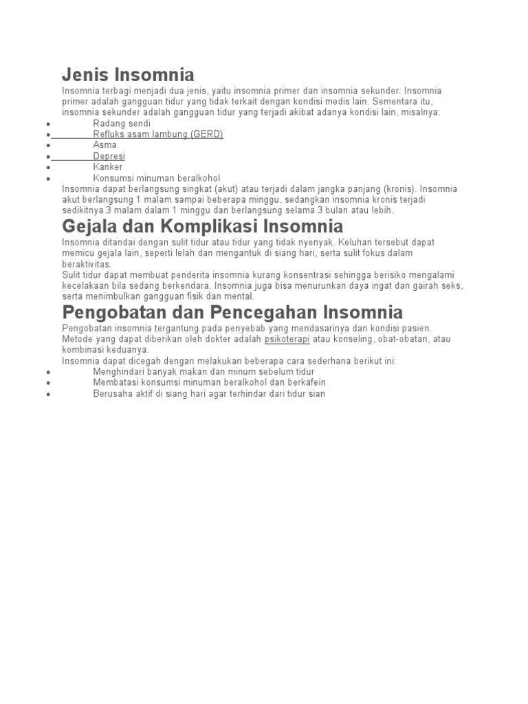 Jenis Insomnia | PDF