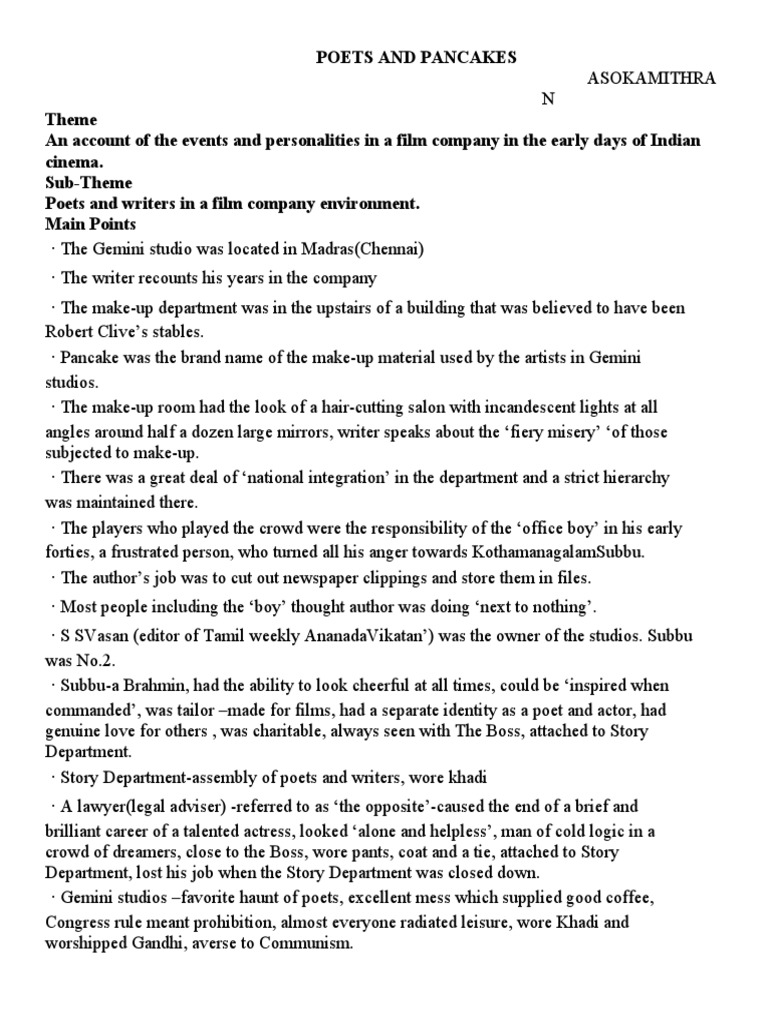 Poet and Pancakes Notes | PDF