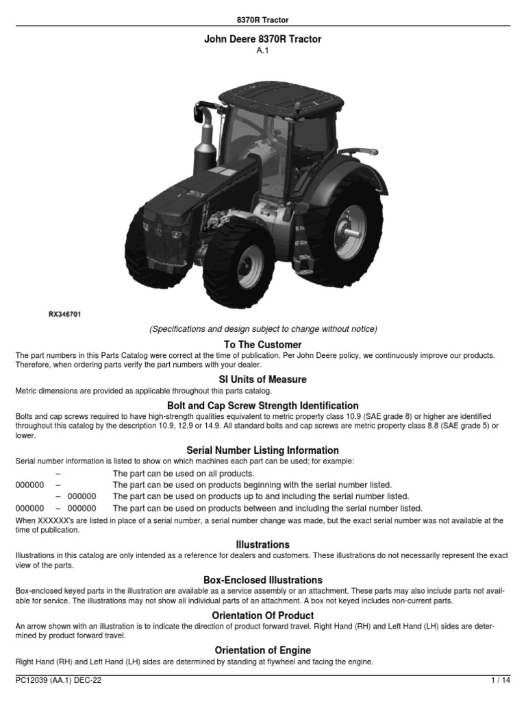 8370R Tractor S N 090001 170000 Worldwide Edition Introduction | PDF ...