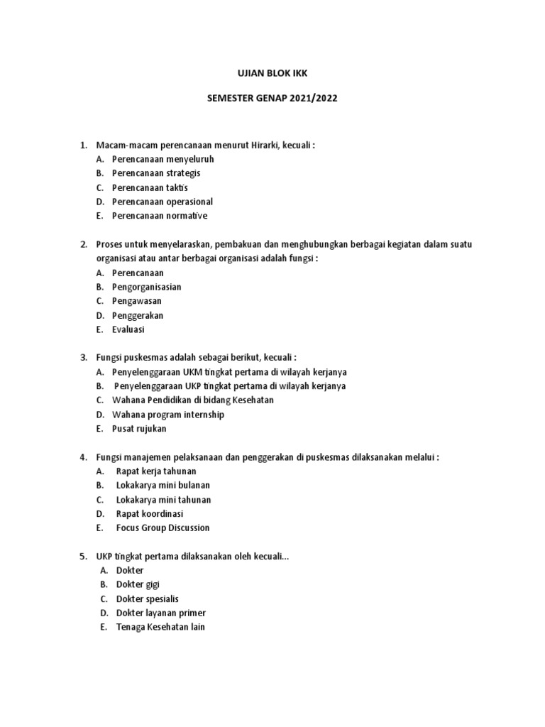 Ujian Blok Ikk 2022 | PDF