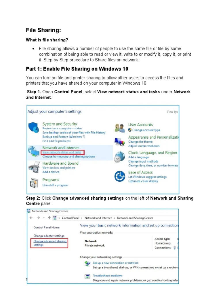 File Sharing and Printer Sharing | PDF | Computer File | Windows 10