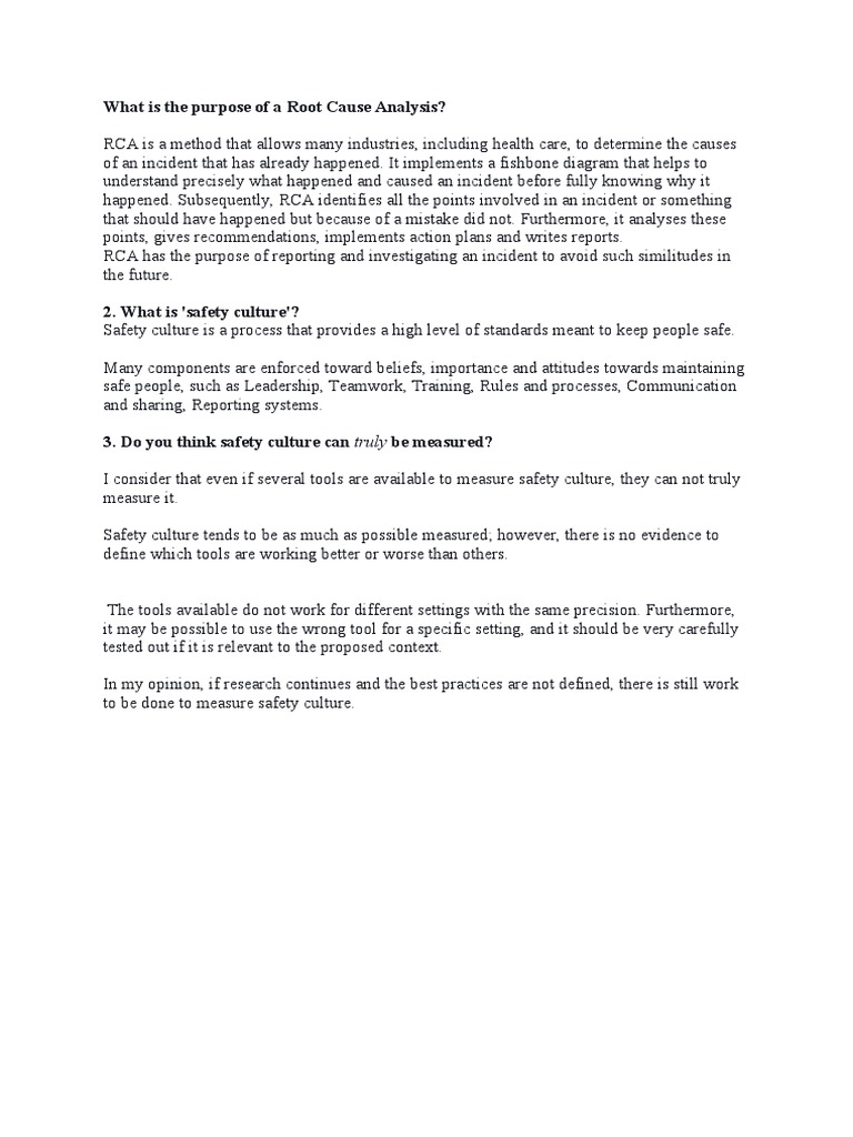 Root Cause Analysis | PDF