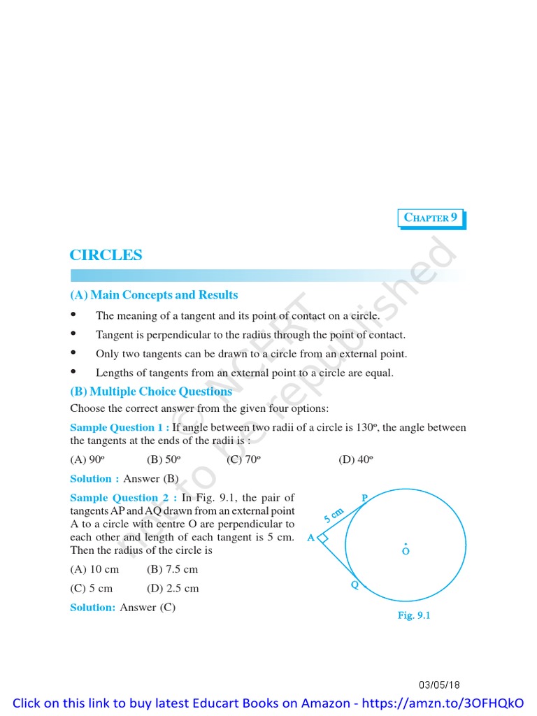 CH - 9 Circles | PDF | Circle | Triangle