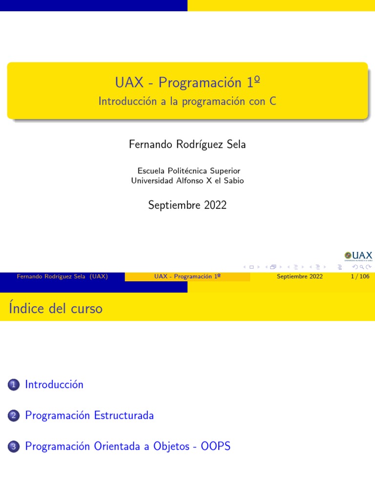 UAX Programaci N Presentaci N | PDF | Puntero (Programación de computadora) | Entorno de ...