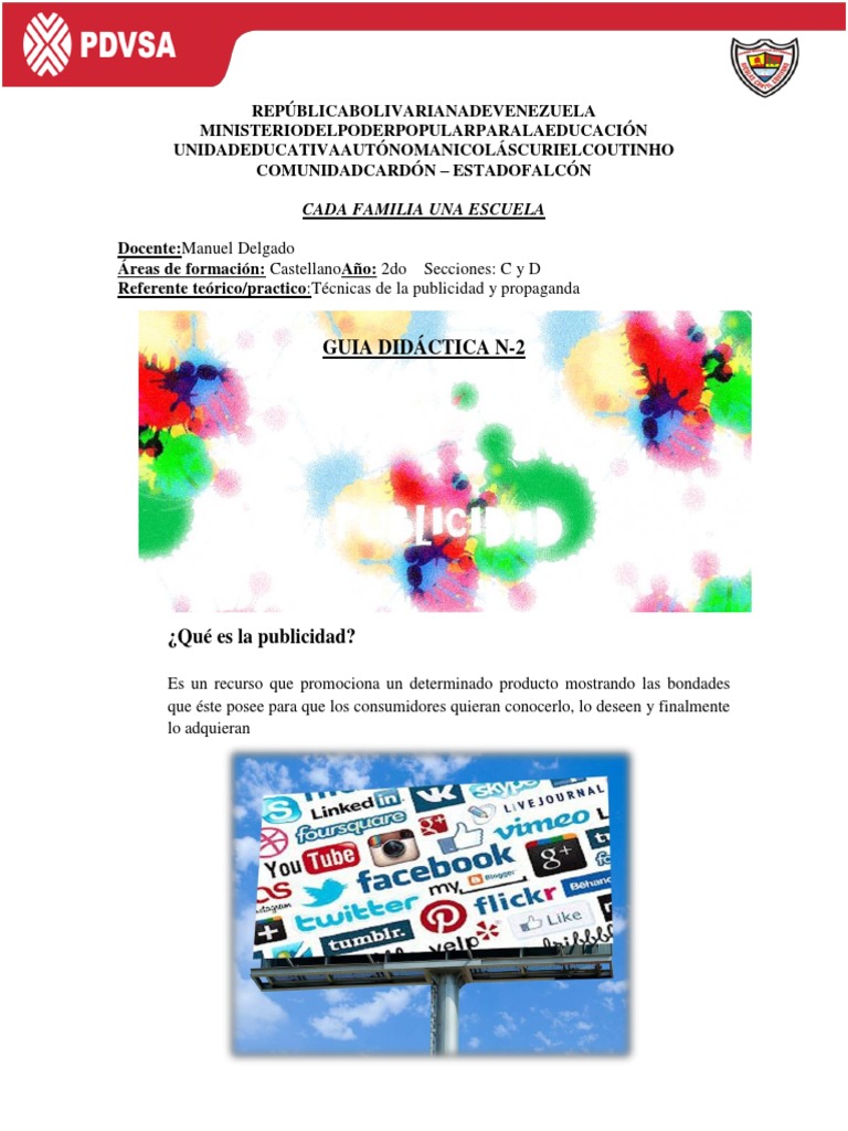 2do Año 2da Act. Castellano Lapso 2 | PDF | Publicidad | Póster