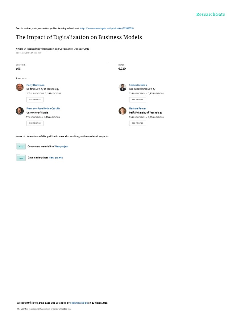 The Impact of Digitalization On Business Models | PDF | Big Data ...
