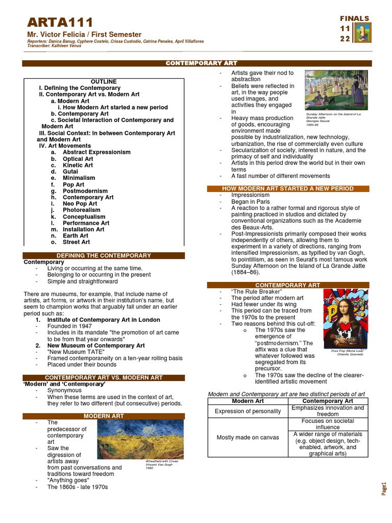 Exploring the Evolution of Modern and Contemporary Art | PDF | Modern ...