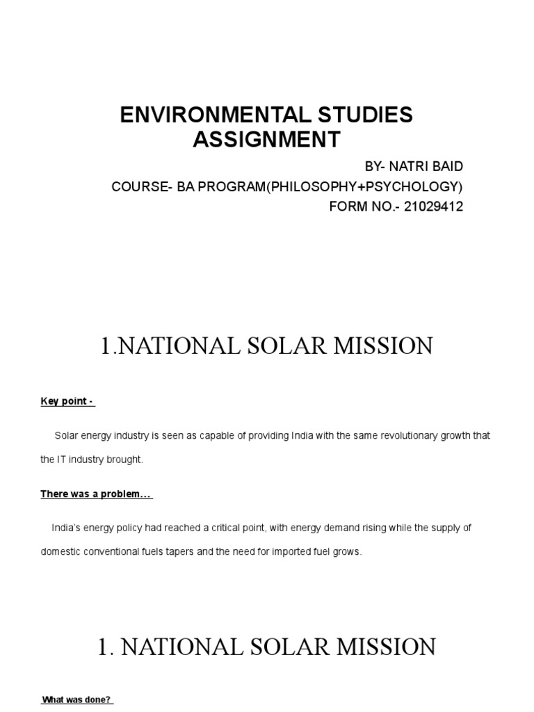 Environmental Studies Assignment | PDF | Solar Power | Solar Energy