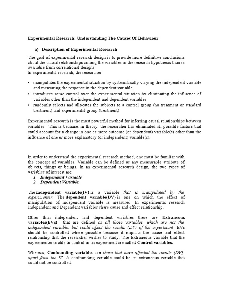 Experimental Research | PDF | Experiment | Hypothesis