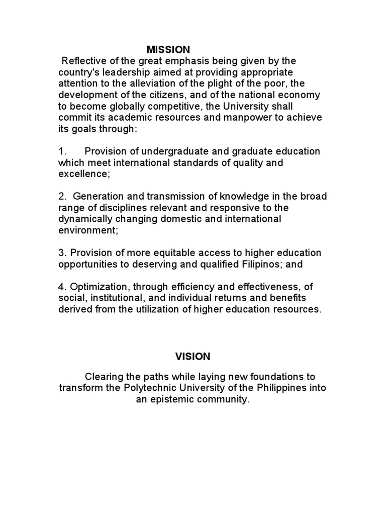 Pup Mission and Vission | PDF