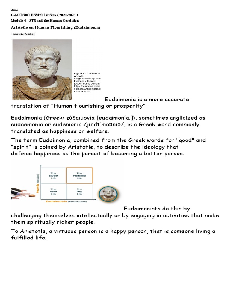 M4 (3) Aristotle On Human Flourishing (Eudaimonia) | PDF | Philosophy