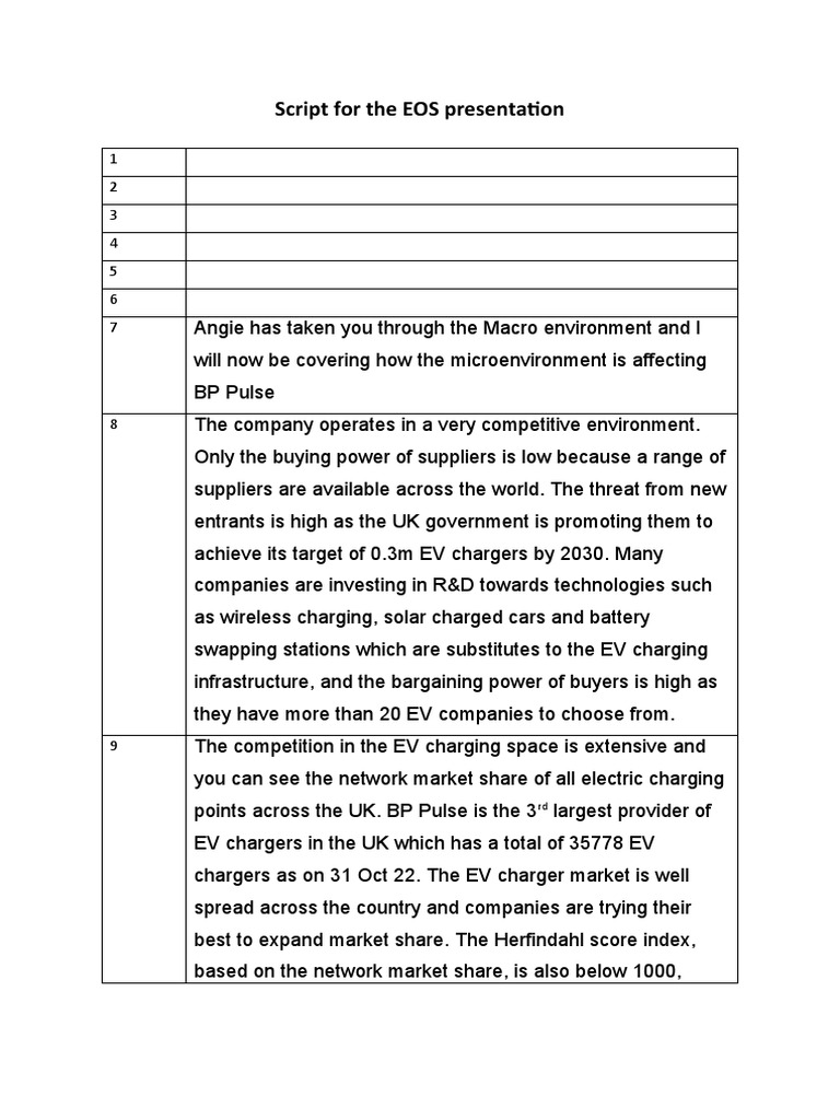 Script For Eos Presentation Pdf Battery Charger Market Economics