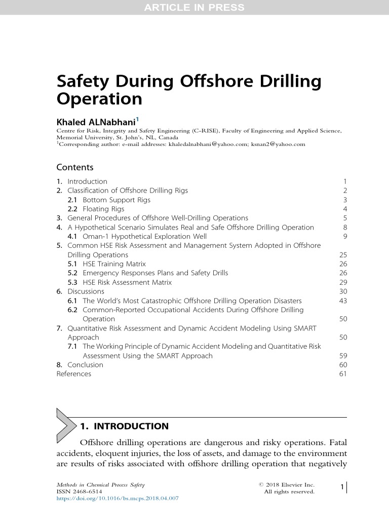 Safety Duing Offshore Drilling Operation | PDF | Casing (Borehole ...