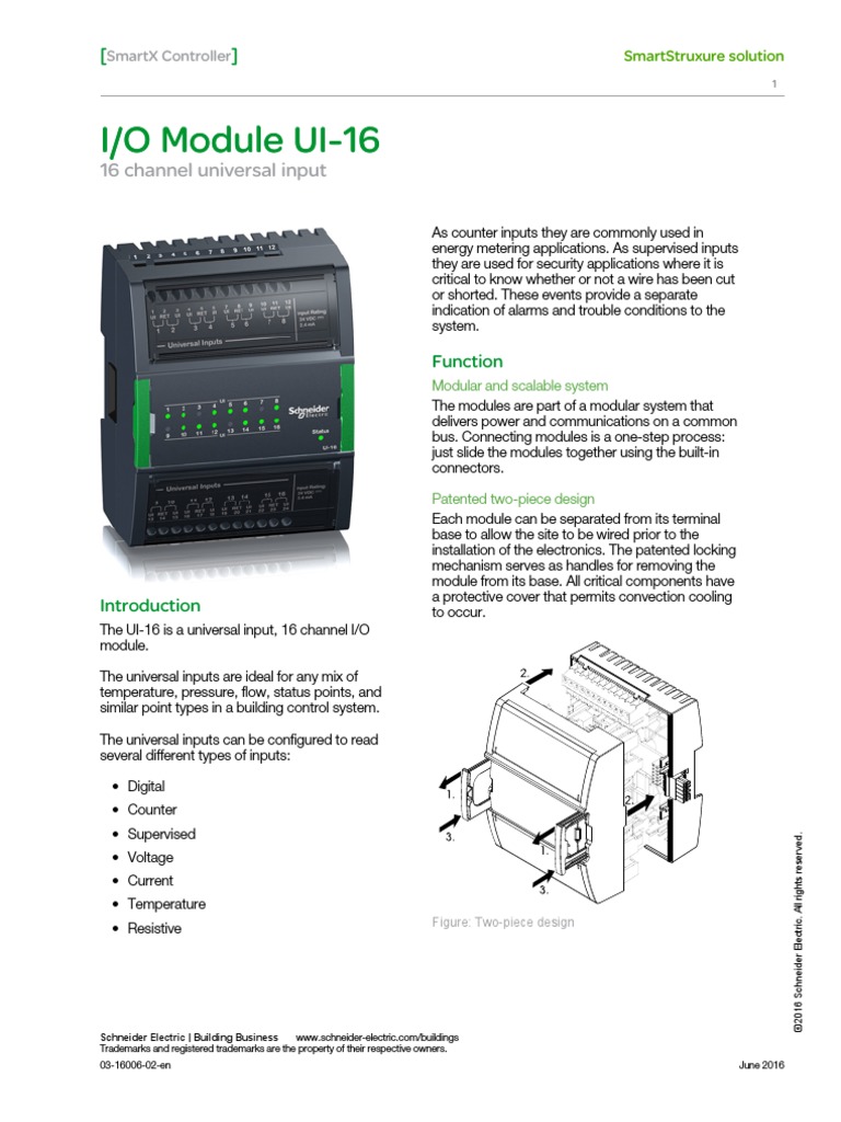 IO Module UI-16 Specification Sheet | PDF | Resistor | Programmable Logic Controller