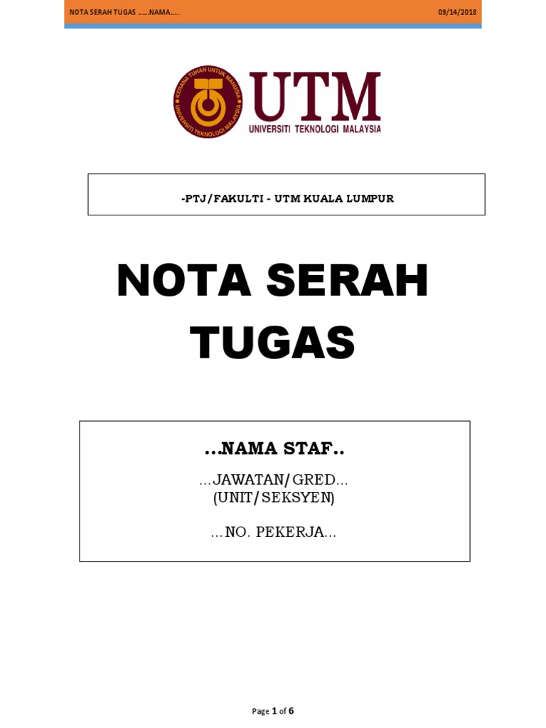 Format Nota Serah Tugas JPA | PDF