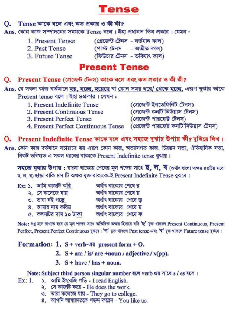 Tense Formula PDF | PDF