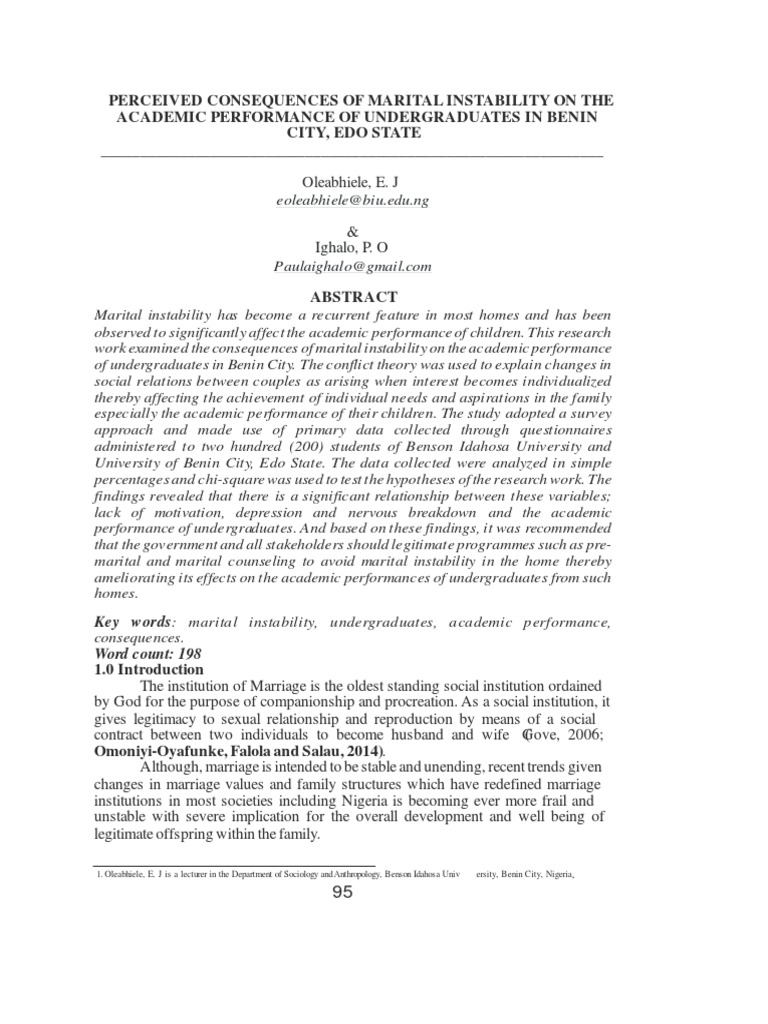 Family Instability | PDF | Counseling Psychology | Marriage