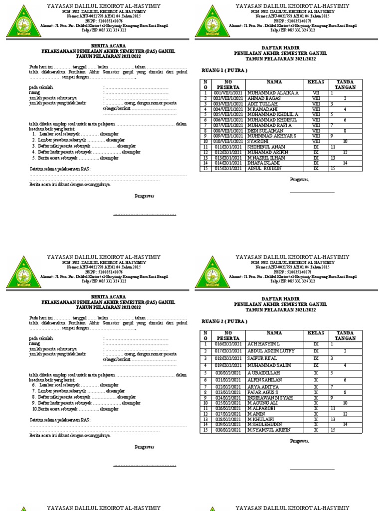 Berita Acara Dan Daftar Hadir Jadi | PDF