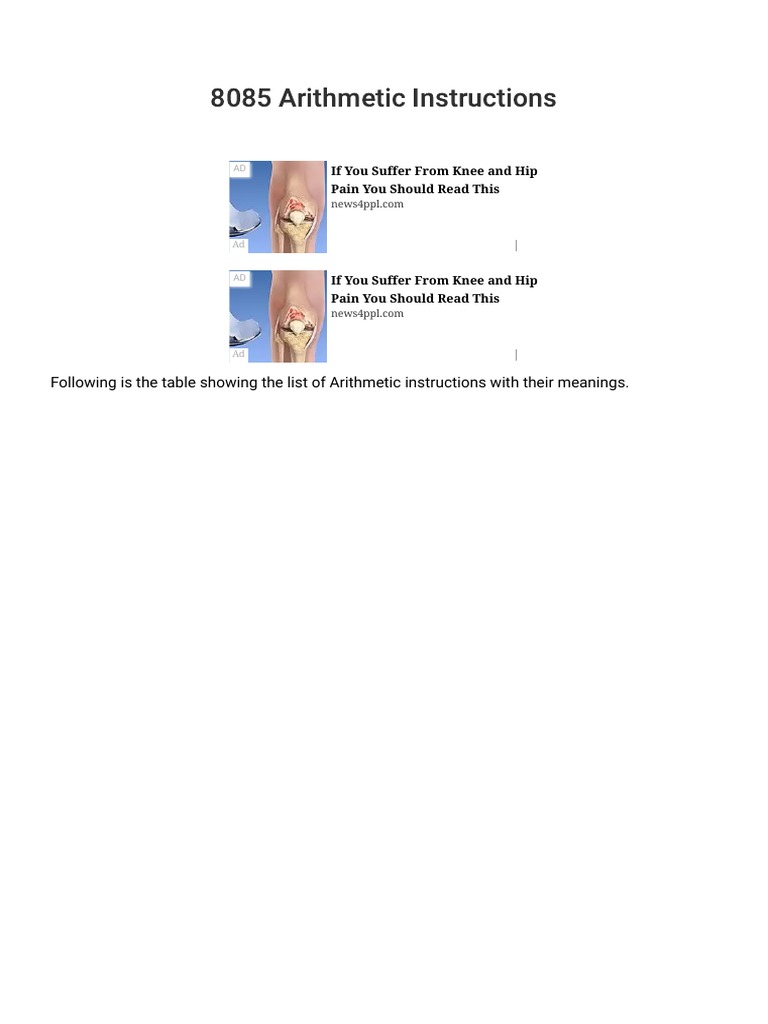 8085 Arithmetic Instructions | PDF | Computing | Computer Science