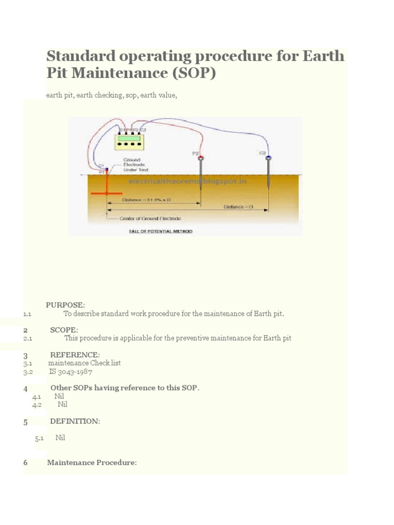 Standard operating procedure for Earth Pit Maintenance | PDF