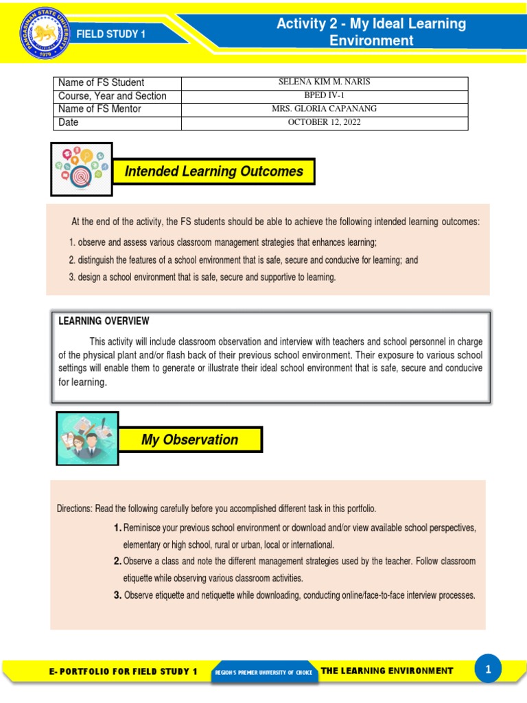 FS1 Activity 2 Selena Kim M. Naris | PDF | Learning | Teachers