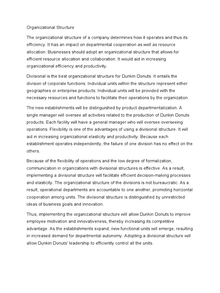 Organizational Structure, Financial Achievement and Conclusion | PDF ...