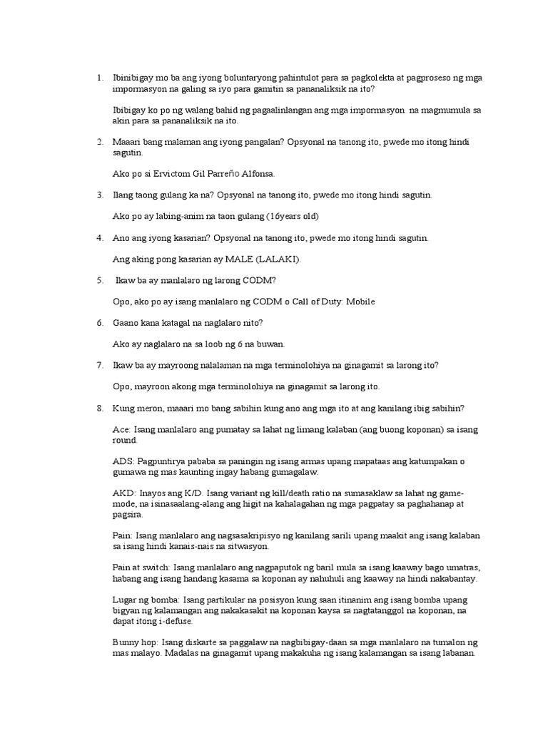 Survey Form For COD | PDF