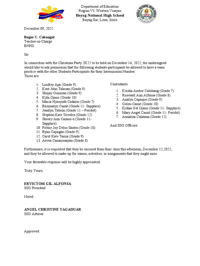 Excuse Letter | PDF