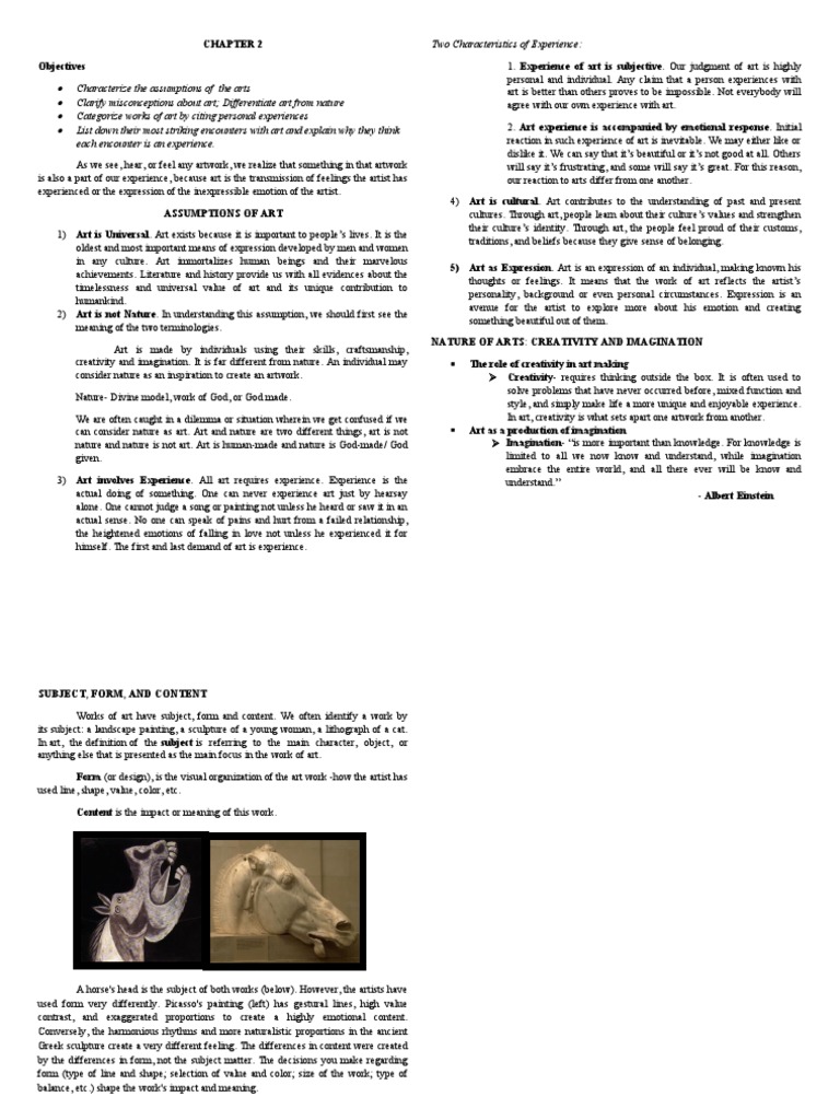 Art Appreciation Chapter 2 | PDF | Experience | Creativity