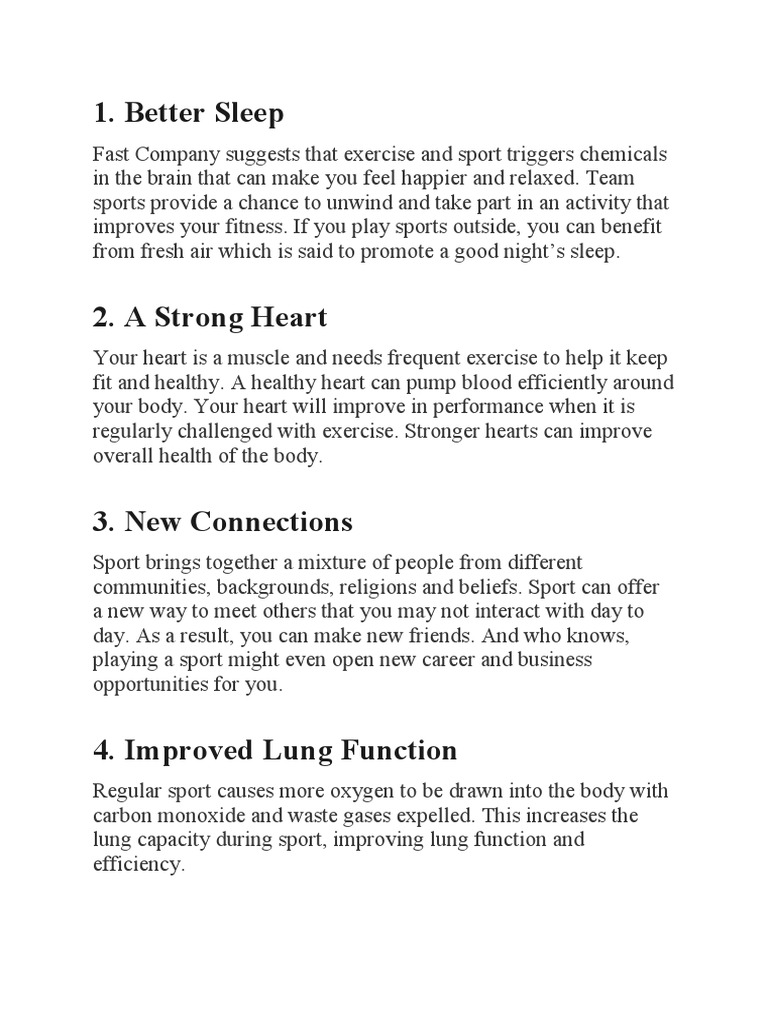 Benefits of Playing Sports | PDF | Wellness