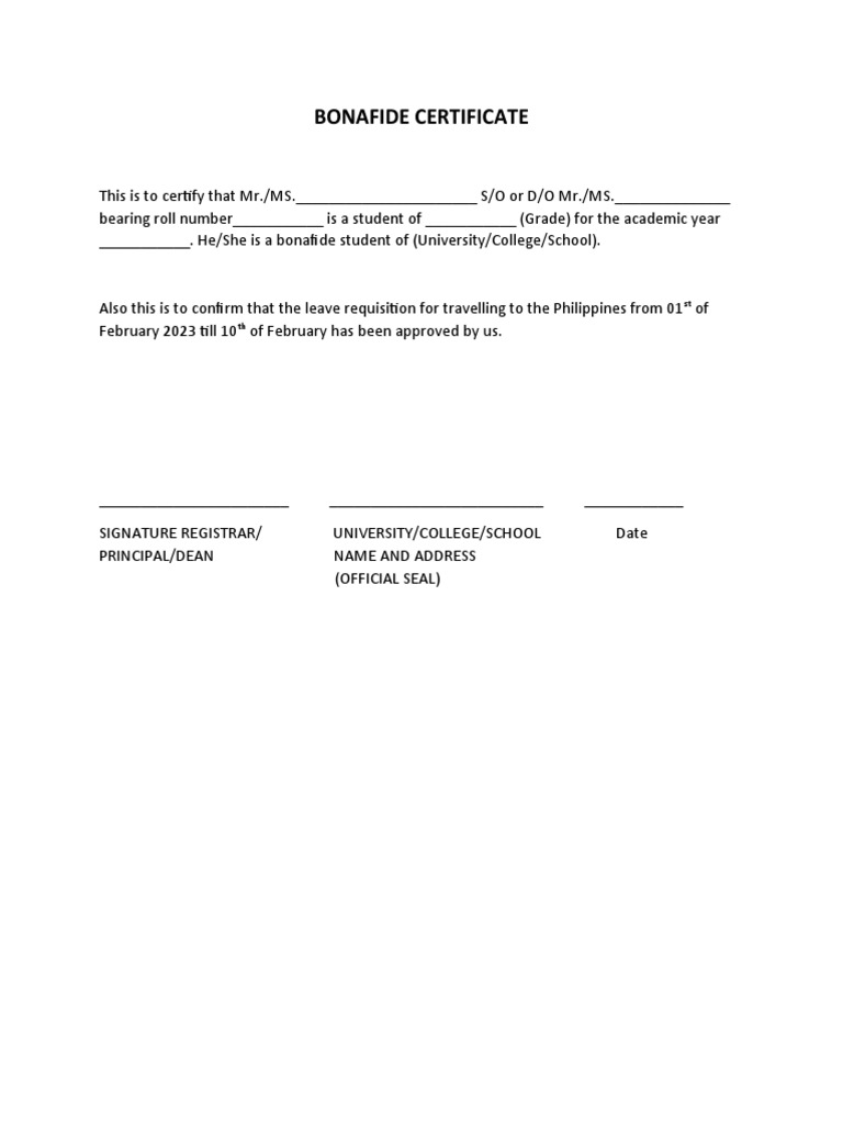 Bonafide Certificate | PDF