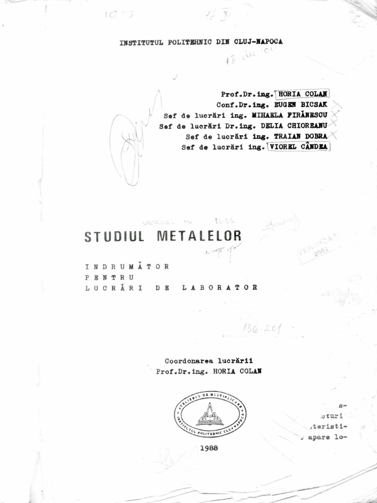 Indrumator de Laborator - Stiinta Si Ingineria Materialelor | PDF