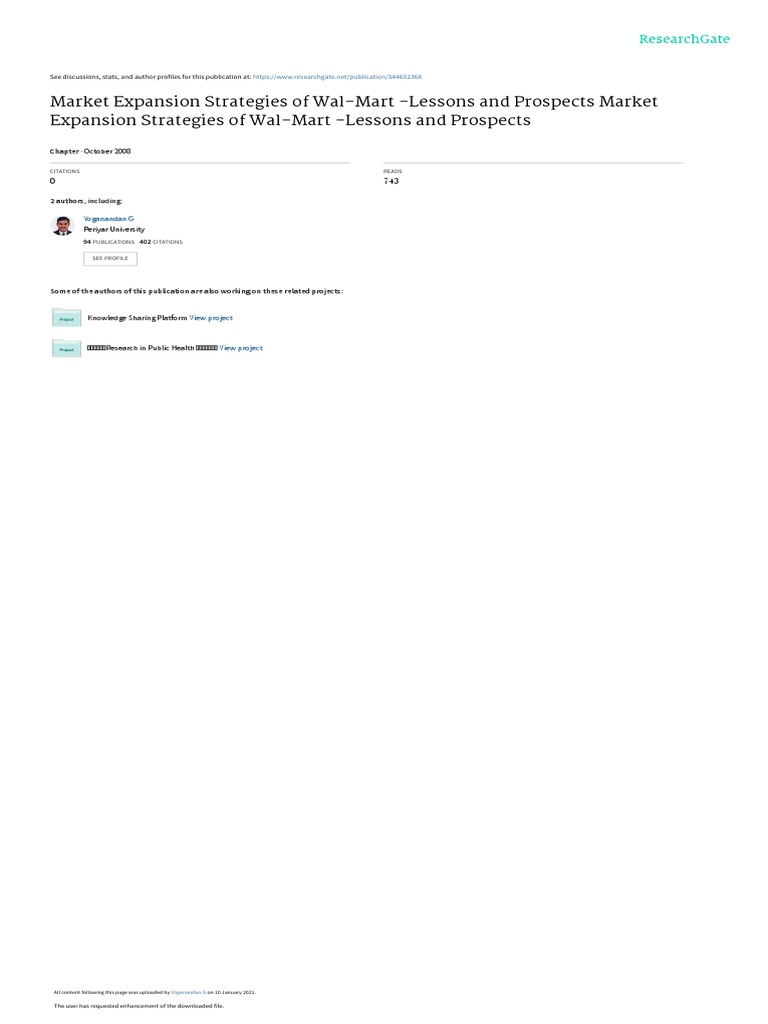 Market Expansion Strategies of Wal-Mart - Lessons and Prospects Market ...