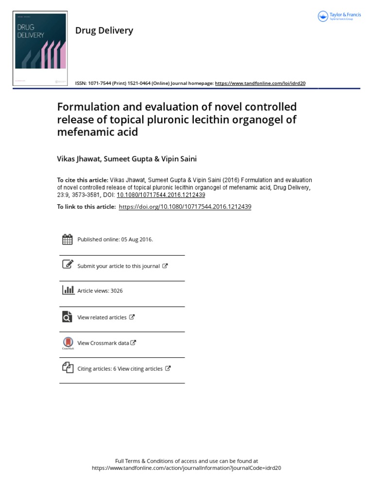 Formulation and Evaluation of Novel Controlled Release of Topical ...