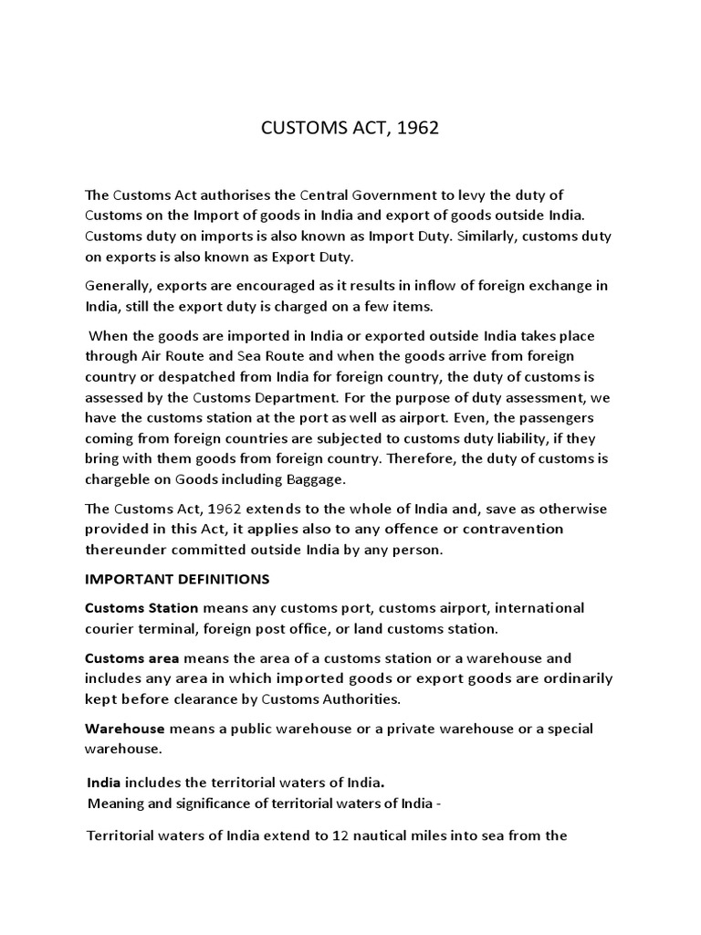 Customs Act 4 | PDF | Customs | Tariff