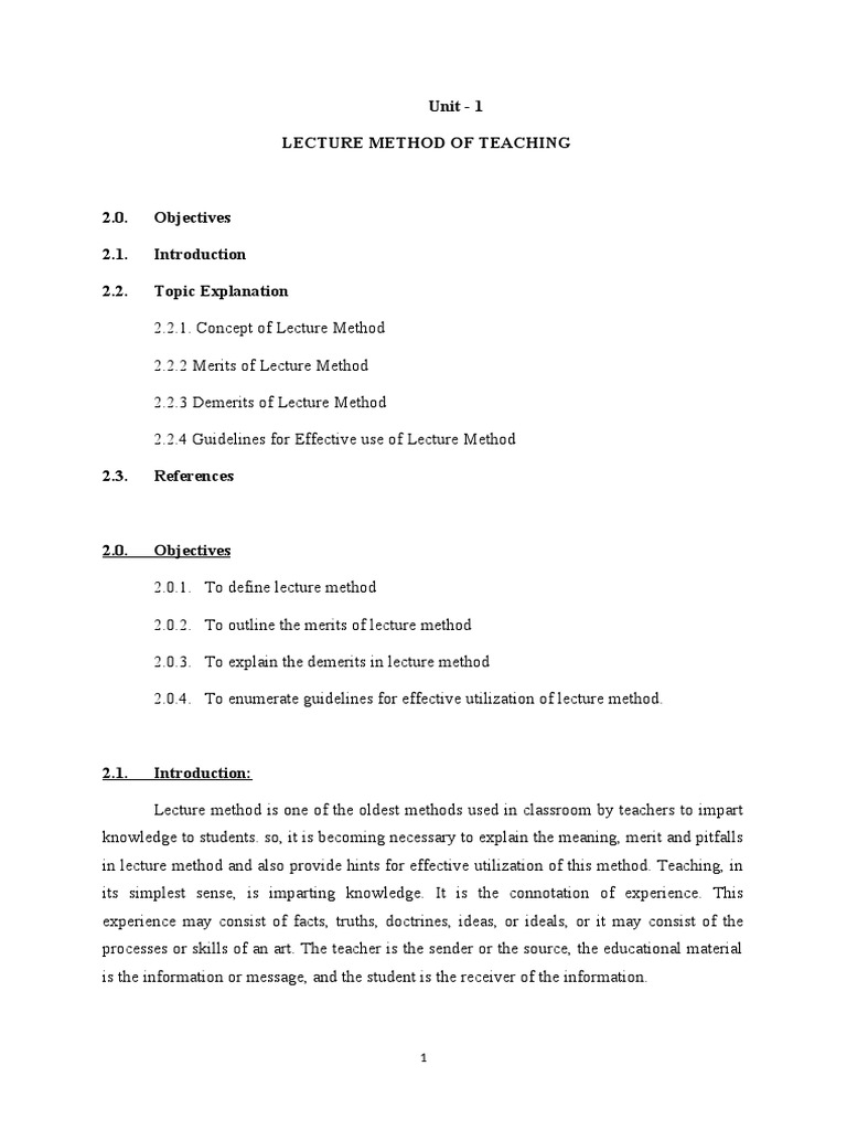 Lecture Method of Teaching | PDF | Teaching Method | Lecture