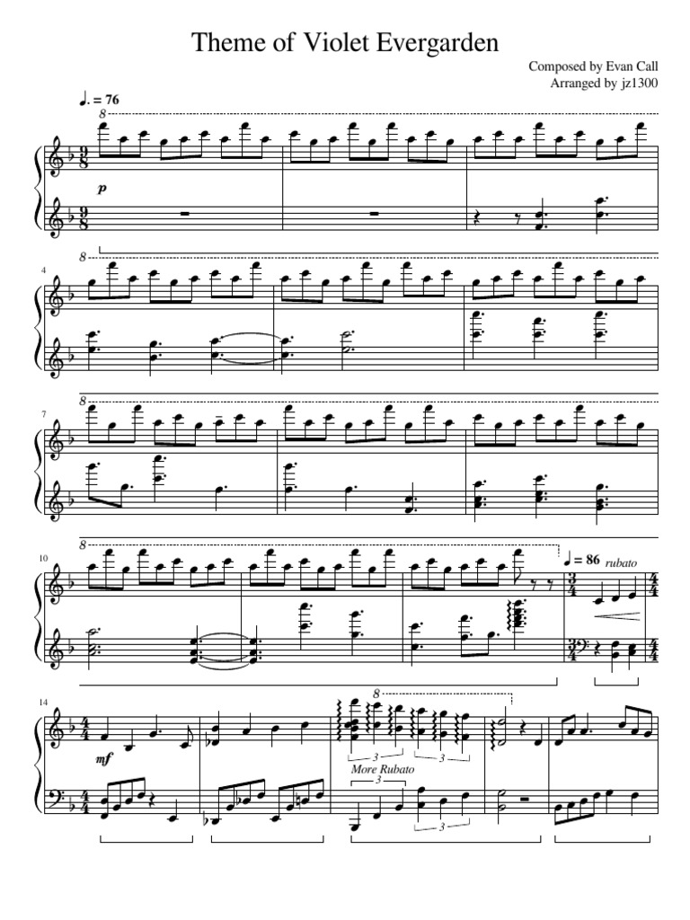 Theme of Violet Evergarden - Evan Call | PDF