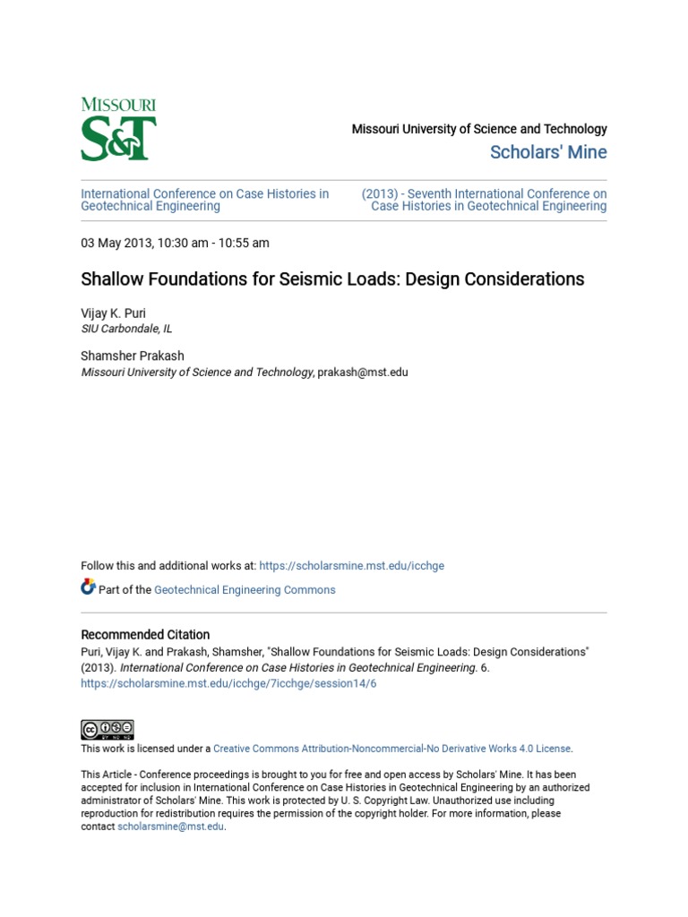 Shallow Foundations For Seismic Loads Design Considerations | PDF ...