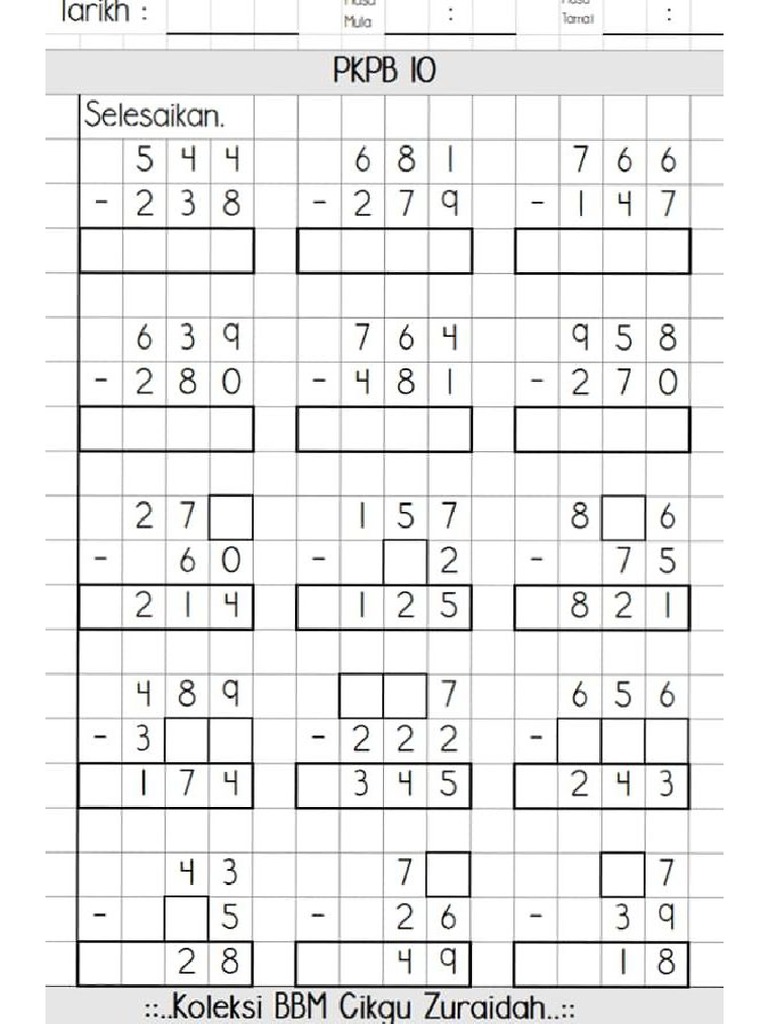Kertas Latihan Math Tahun 234 | PDF