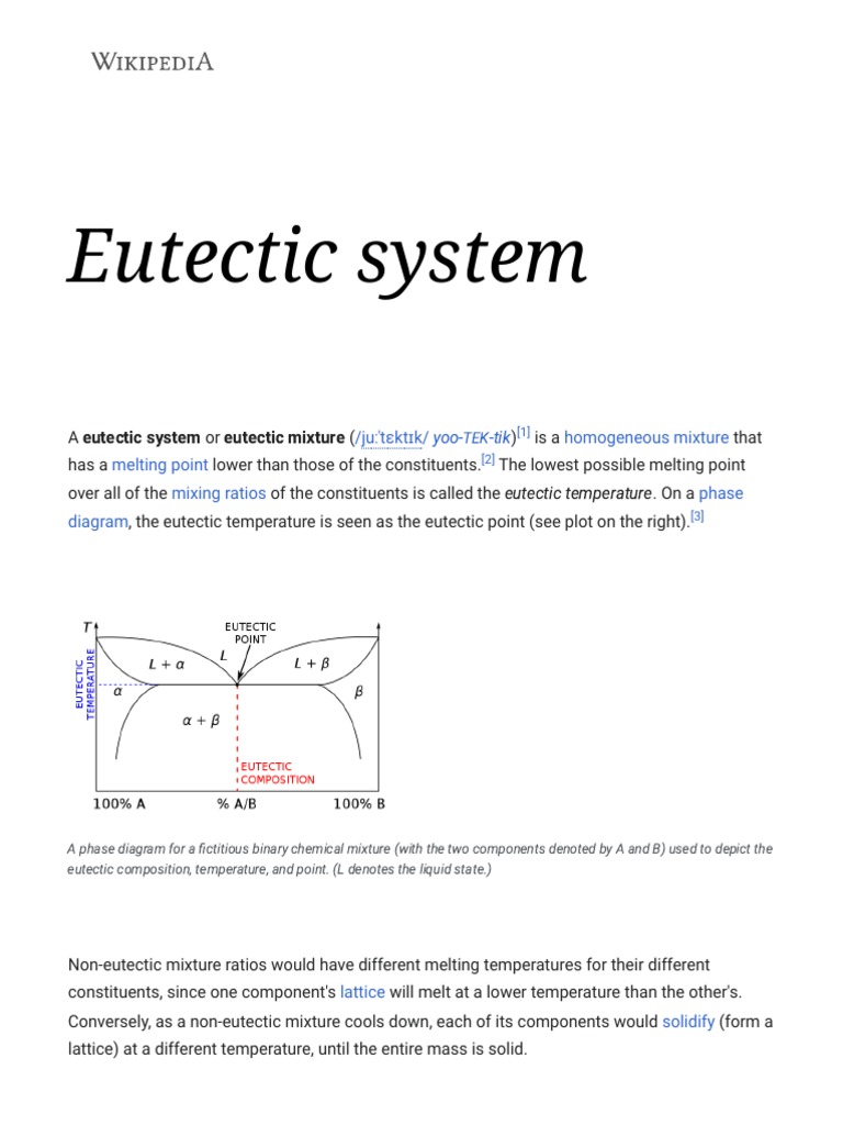 Eutectic System - Wikipedia | PDF | Phases Of Matter | Building Engineering