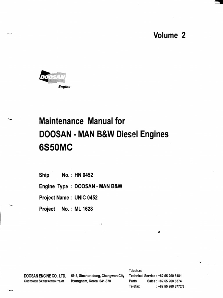 Doosan Man B&W Diesel Engine 6s5 | PDF | Piston | Valve