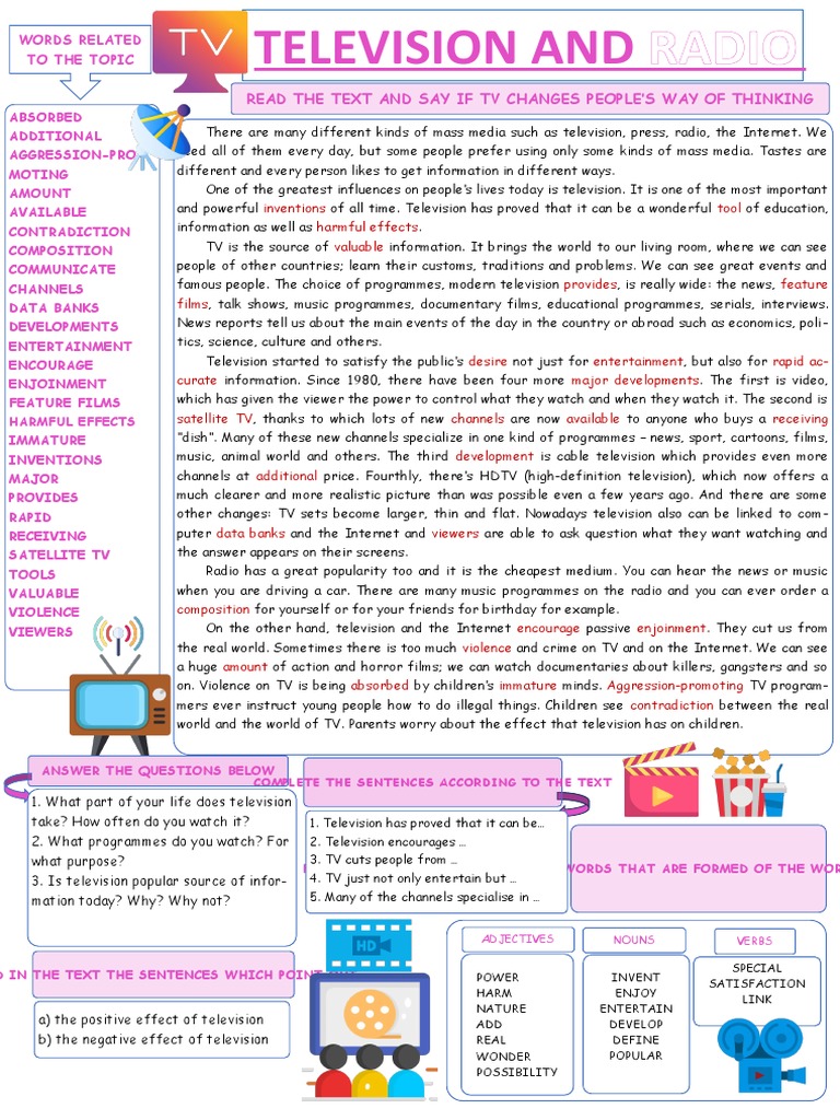 Mass Media Radio and Television Reading Comprehension Exercises ...