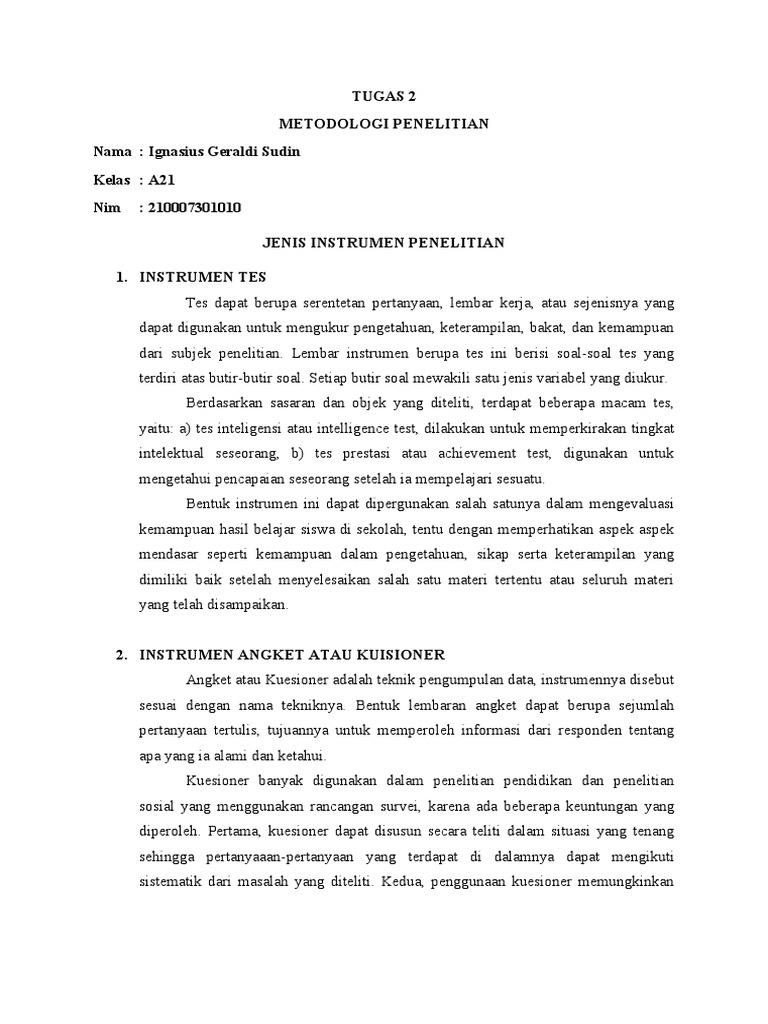 Tugas 2 Metodologi Penelitian | PDF