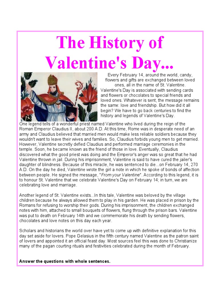 The Legends Behind Valentine's Day | PDF | Valentine's Day