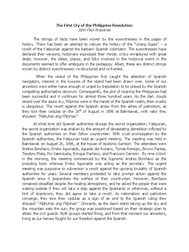 The First Cry of The Philippine Revolution | PDF | Philippines ...