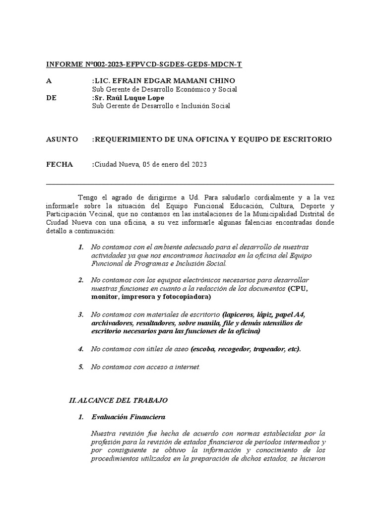 Modelo de Informe Financiero | PDF | Estado financiero | Contabilidad