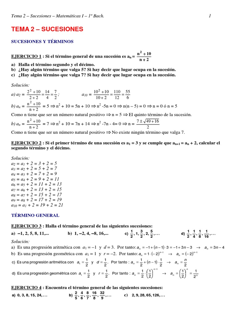 Ejercicios de Sucesiones | PDF | Aritmética | Estructuras matemáticas