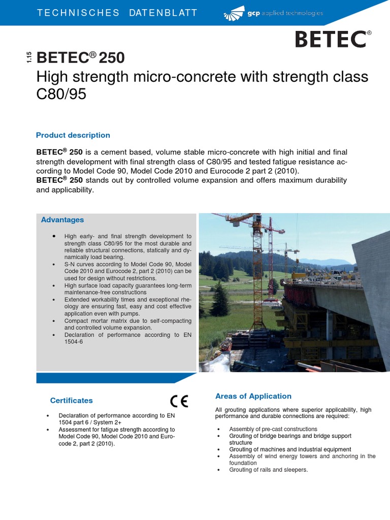 1.15 GCP - TDS - Betec 250 - Englisch - 04 - 2021 RV0 | PDF | Concrete ...