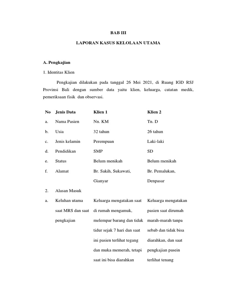 BAB III Laporan Kasus Kelolaan Utama | PDF
